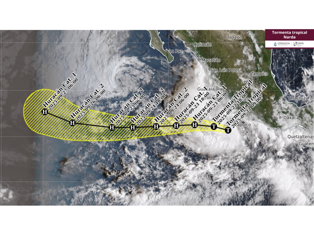 "Narda" en el Pacífico alcanzaría categoría de huracán 2 a 770 km de CSL esta semana - HOY BCS